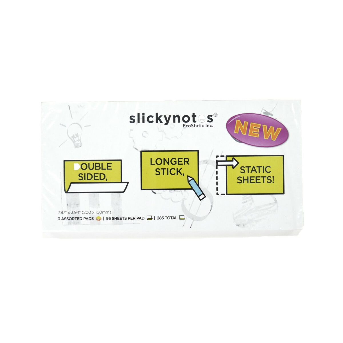 Slicky Notes Pad กระดาษแปะพลังไฟฟ้าสถิต ขนาด 20 x 10 cm (95 แผ่น ...